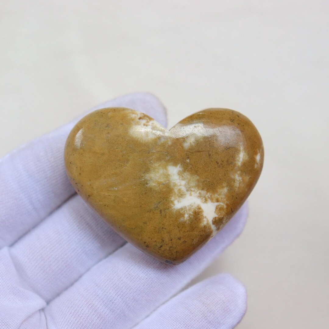 Stilbite and Celadonite Heart Stone, Natural Stilbite & Green ...