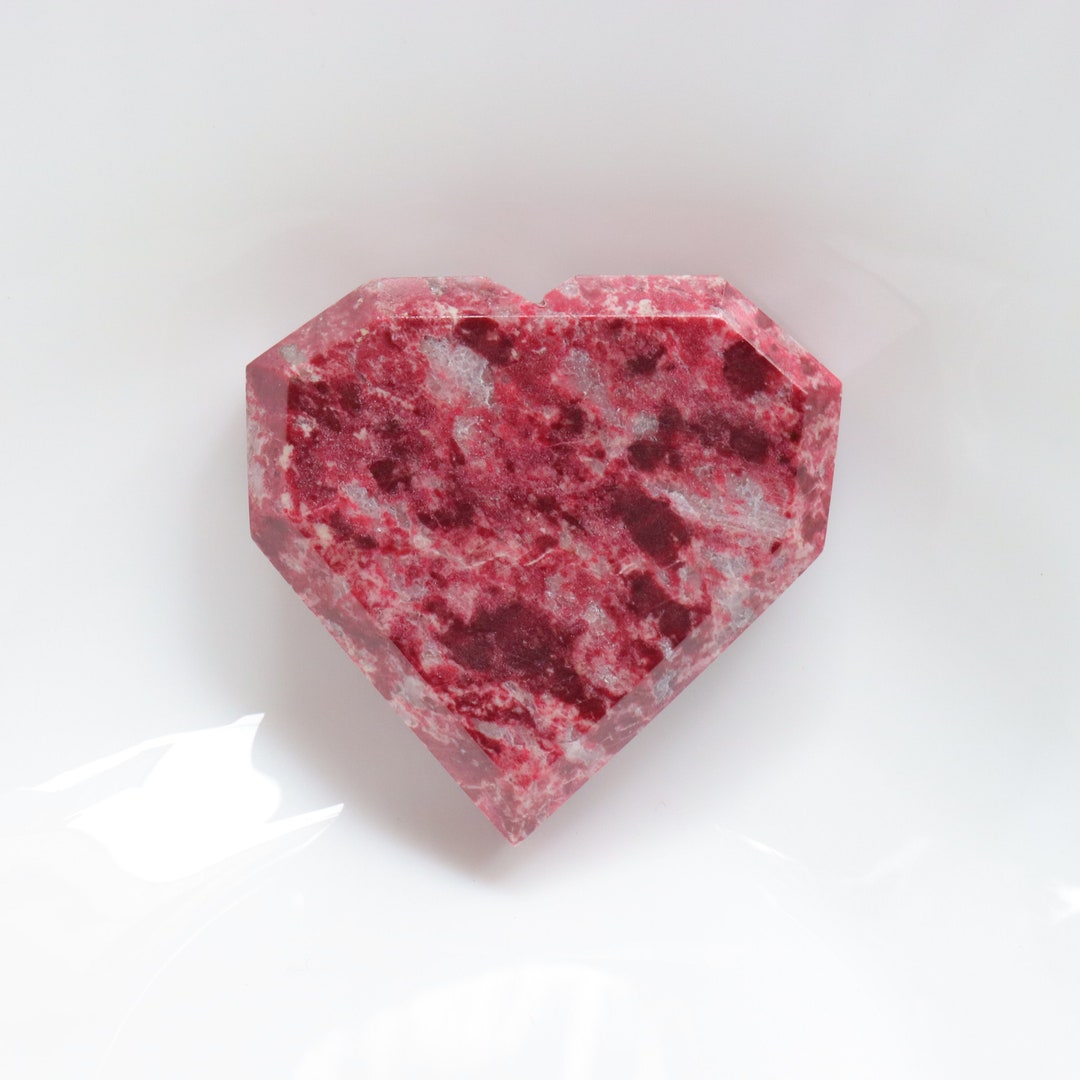 Rare Pink Thulite Faceted Heartstone, Natural Thulite Stone From Norway ...