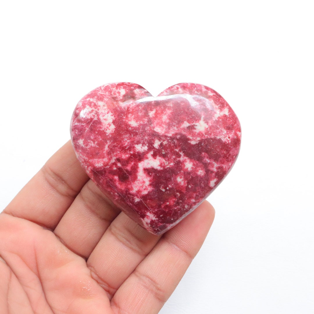 Rare Pink Thulite Heartstone, Natural Thulite Stone From Norway, Hand ...