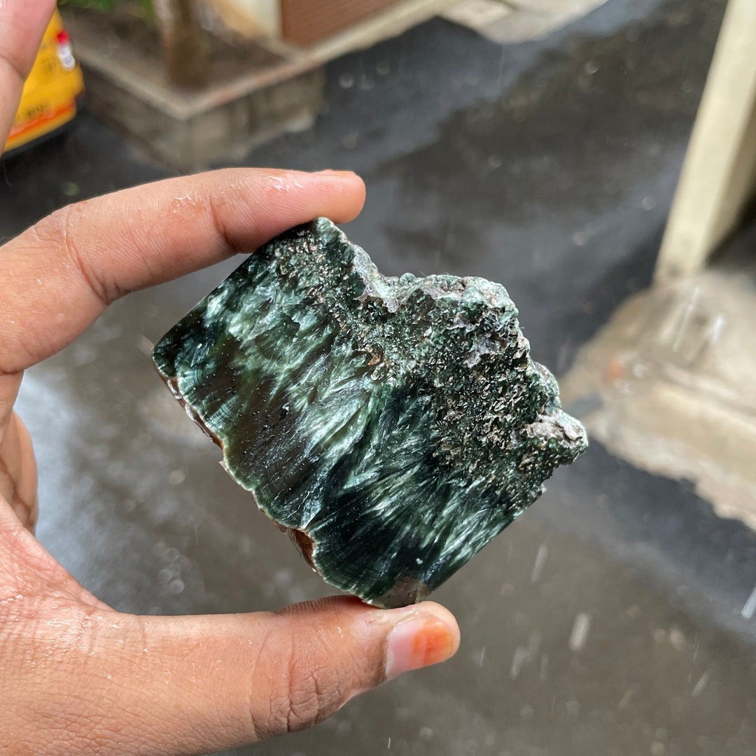 Rare High Quality Seraphinite Polished Raw, Natural Seraphinite Druzy ...