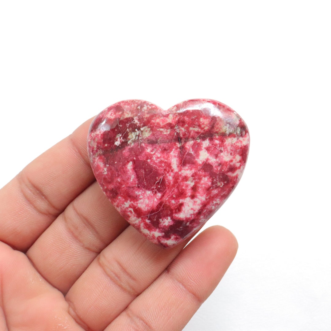 Rare Pink Thulite Heartstone, Natural Thulite Stone From Norway, Hand Polished Thulite Heart ...