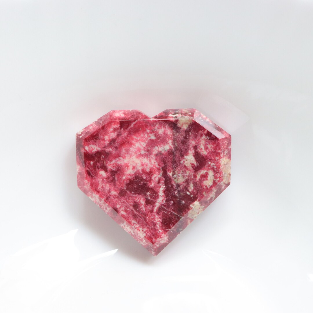 Rare Pink Thulite Faceted Heartstone, Natural Thulite Stone From Norway ...