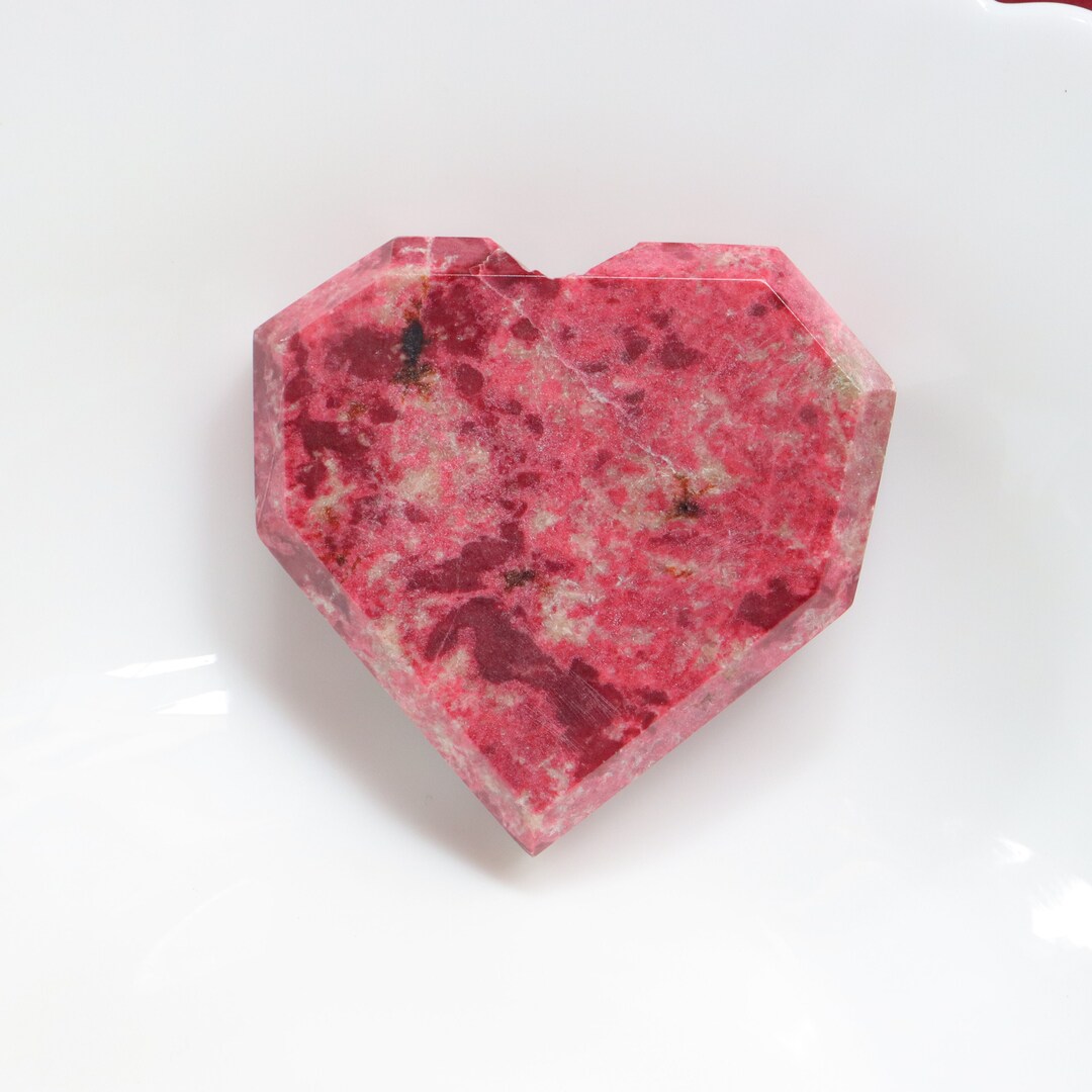 Rare Pink Thulite Faceted Heartstone, Natural Thulite Stone From Norway ...