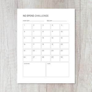 No Spend Challenge Tracker | 30 Day Savings Challenge | No Spend Month ...
