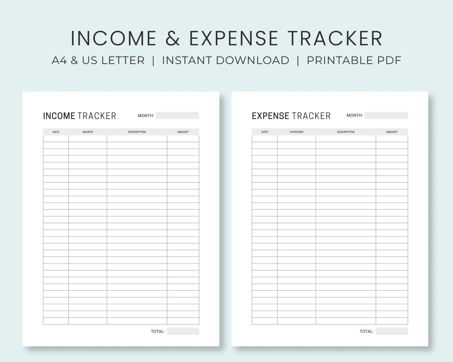 Income & Expense Tracker Printable | Money Tracker | Business Financial ...