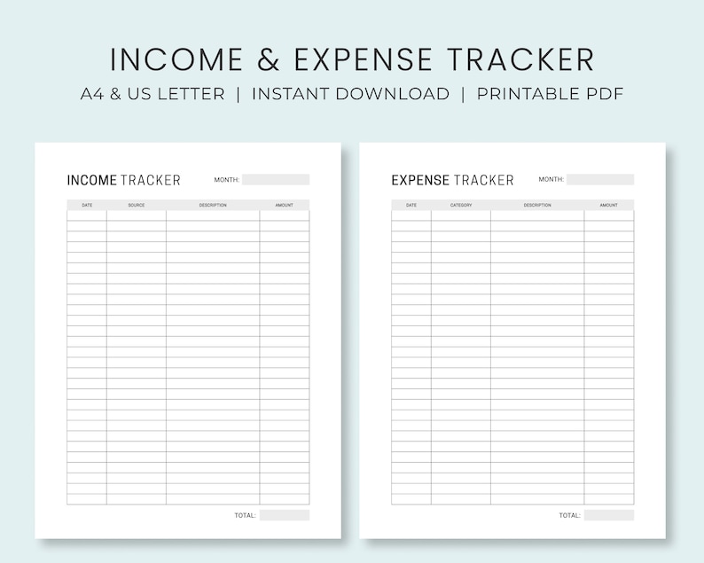Income & Expense Tracker Printable | Money Tracker | Business Financial ...