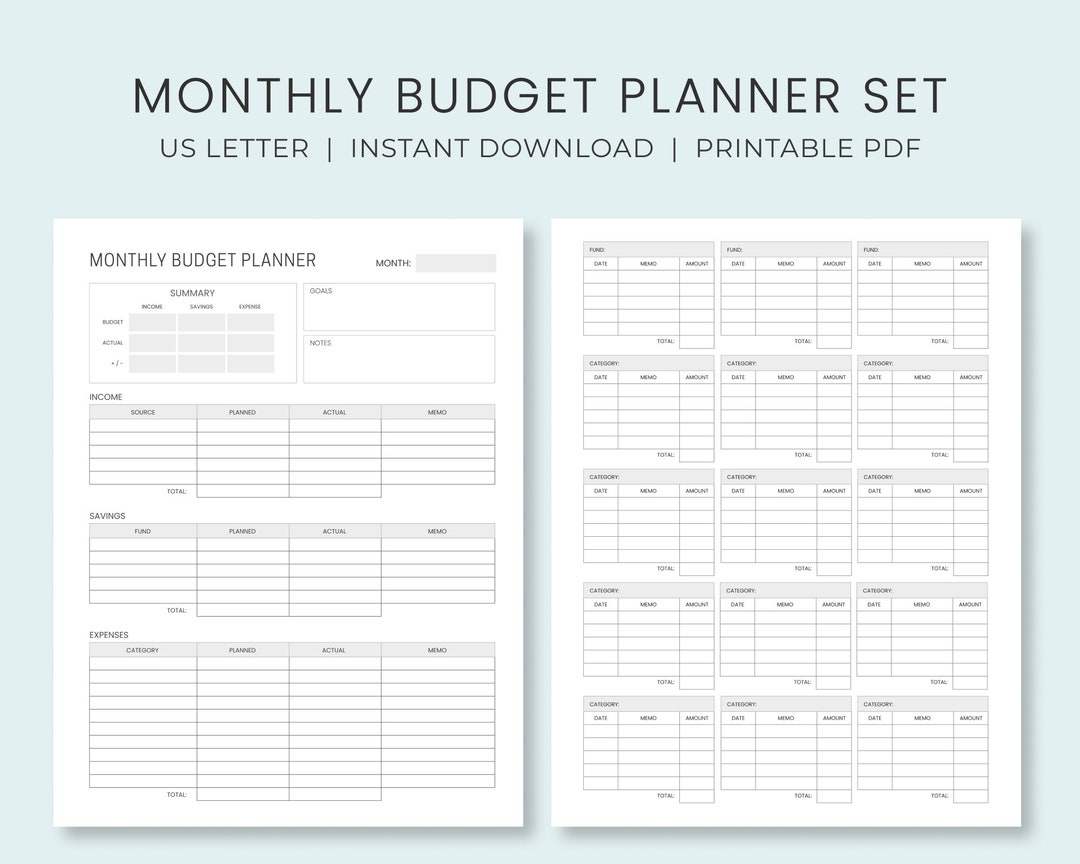 Monthly Budget Planner Printable | Financial Planning for Money ...