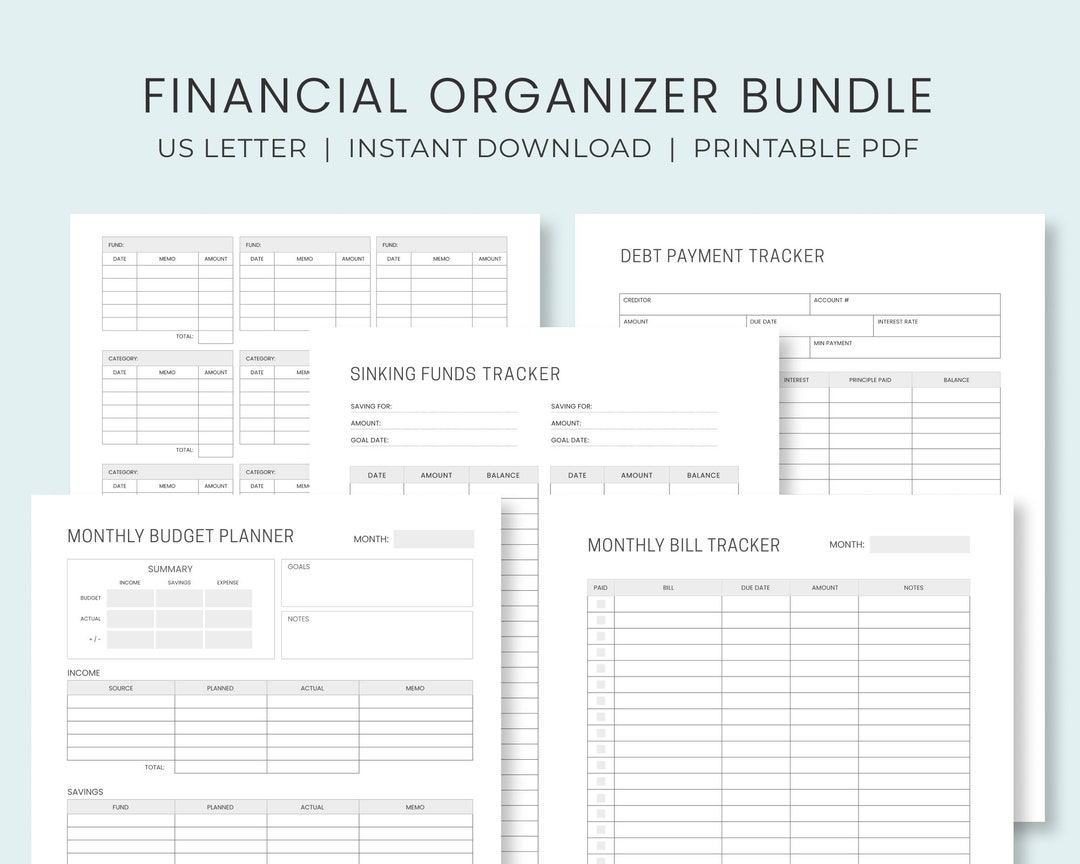 Financial Organizer for Monthly Money Management | Personal Finance ...