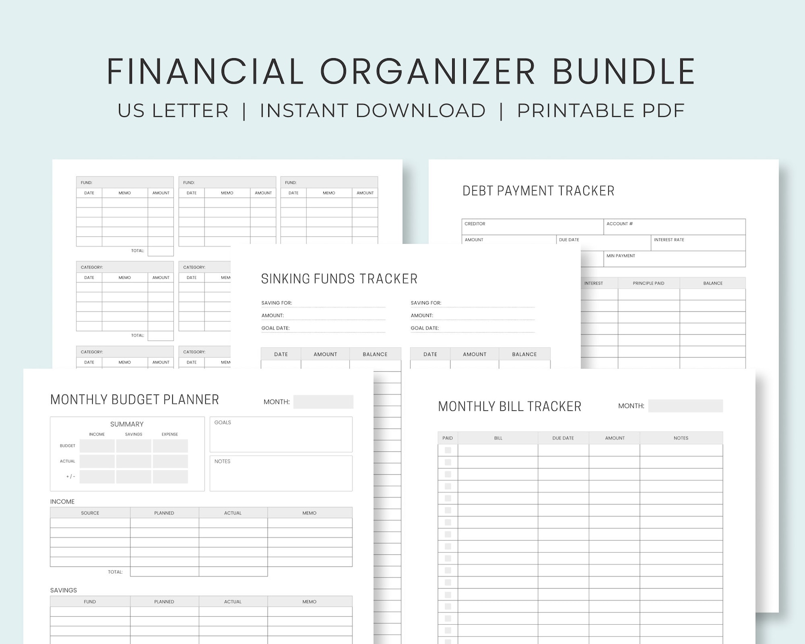 Financial Organizer for Monthly Money Management | Personal Finance ...