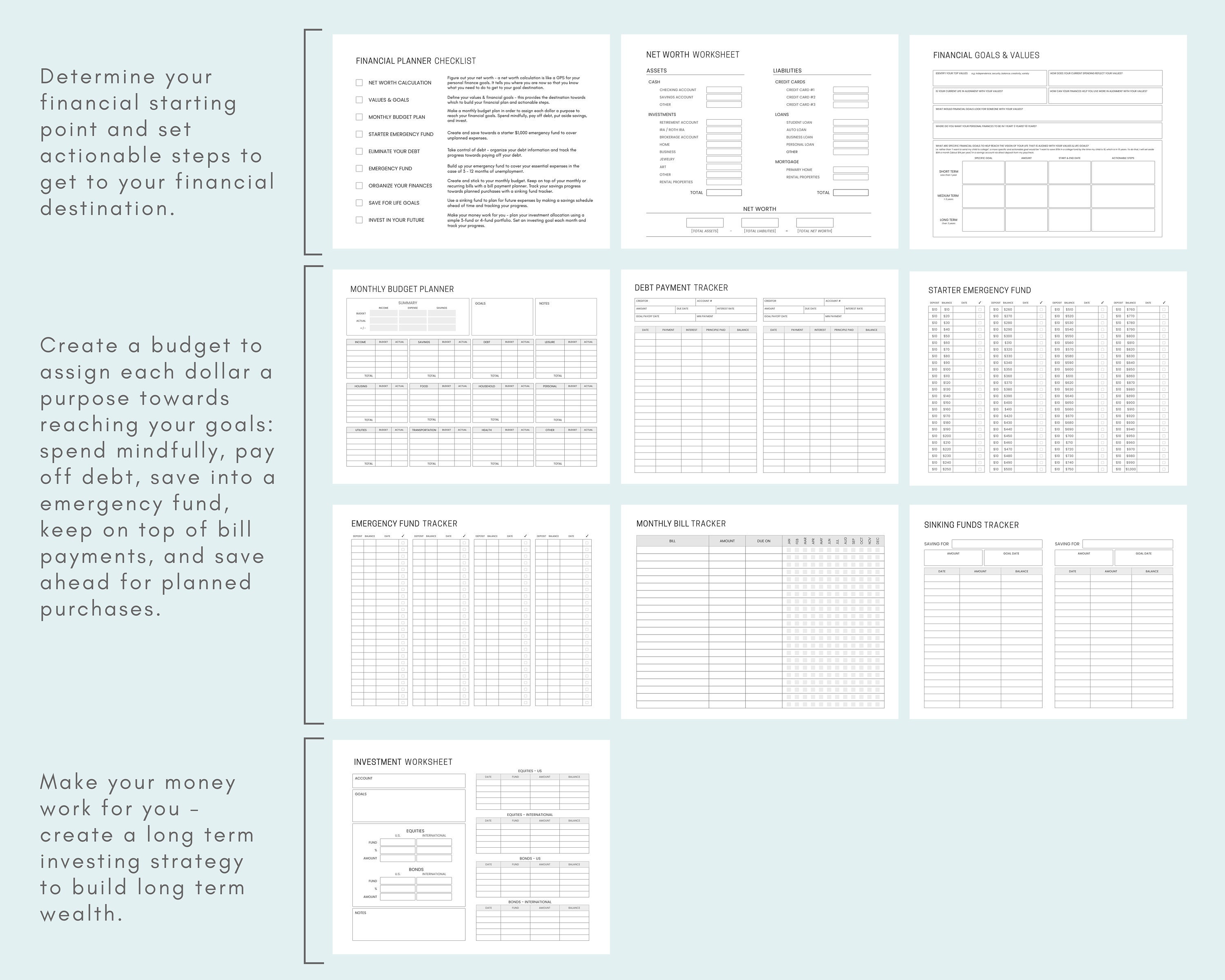 Personal Finance Planner Printable Set | Financial Planning Sheets ...