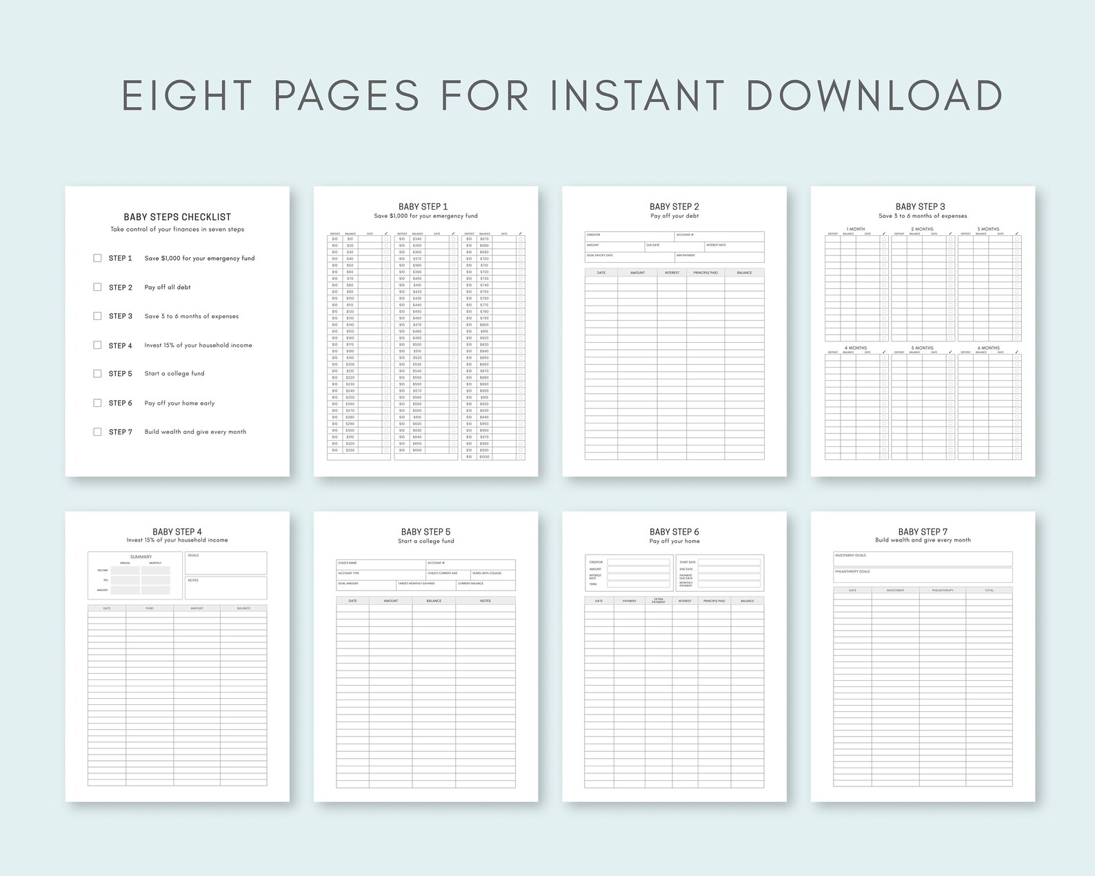 Baby Steps Progress Tracker Printable | Debt Free Planner | Dave Ramsey ...