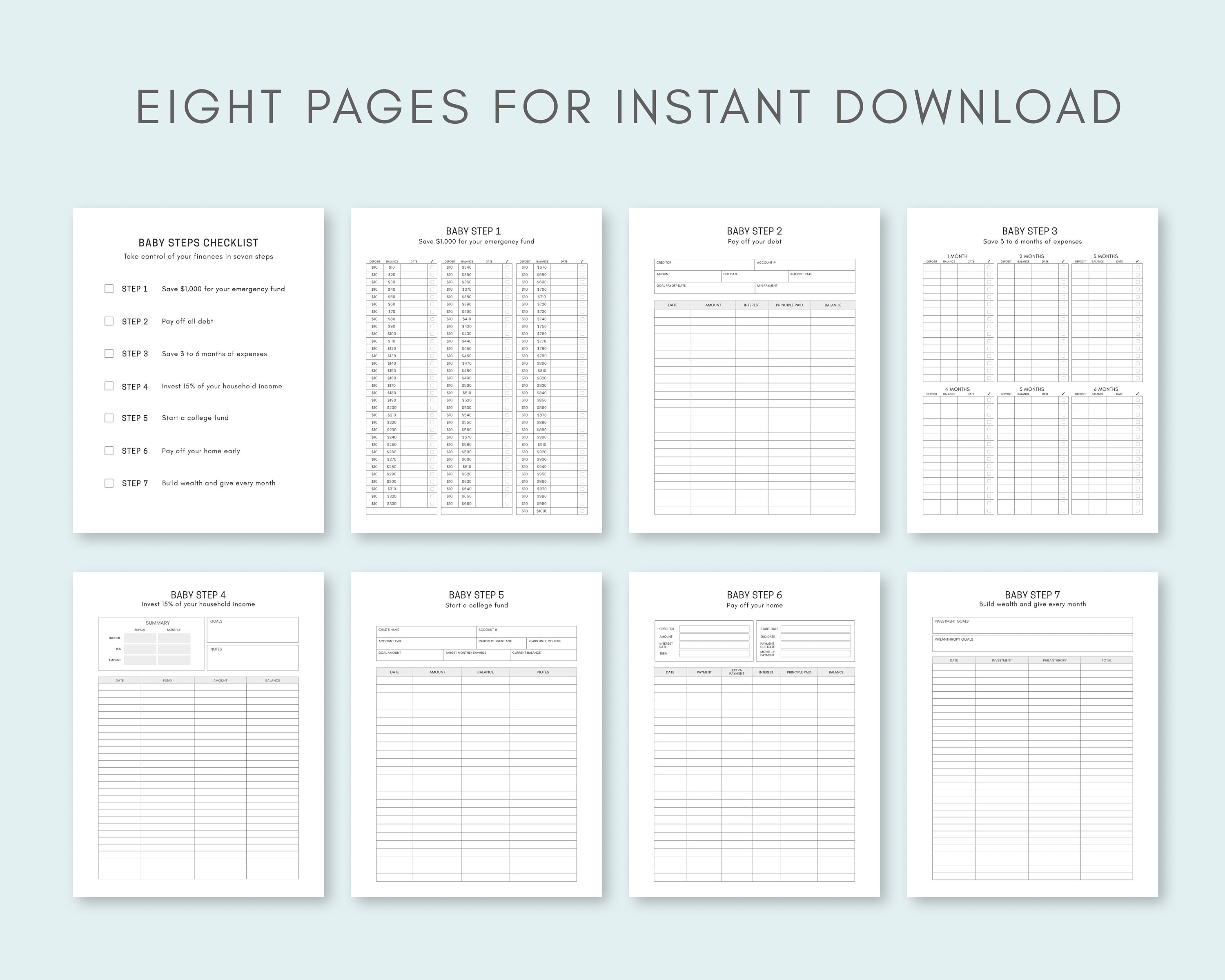 Baby Steps Progress Tracker Printable | Debt Free Planner | Dave Ramsey ...