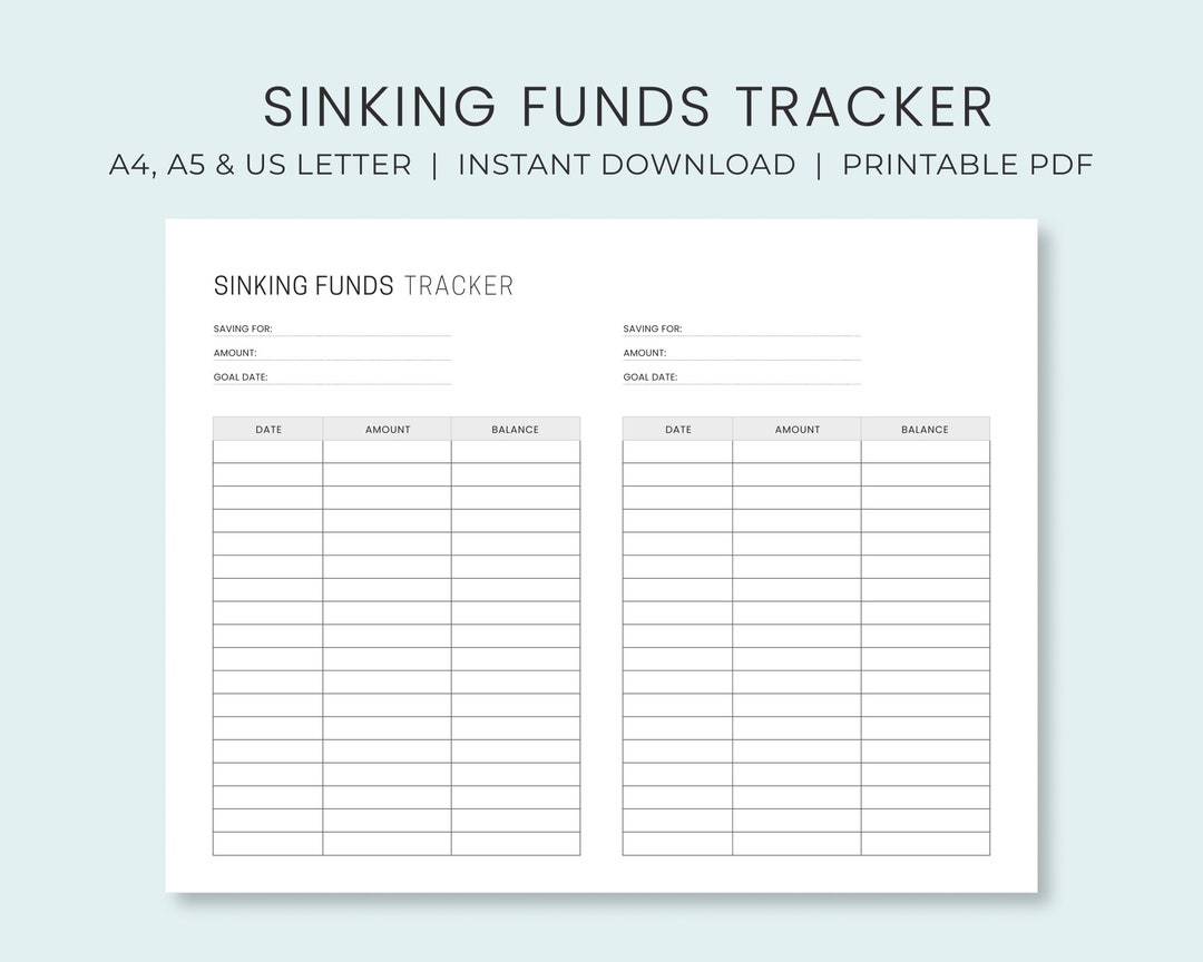 Sinking Funds Tracker Printable | Sinking Funds List | Savings Tracker ...