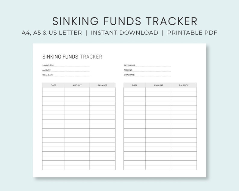 Sinking Funds Tracker Printable | Sinking Funds List | Savings Tracker ...
