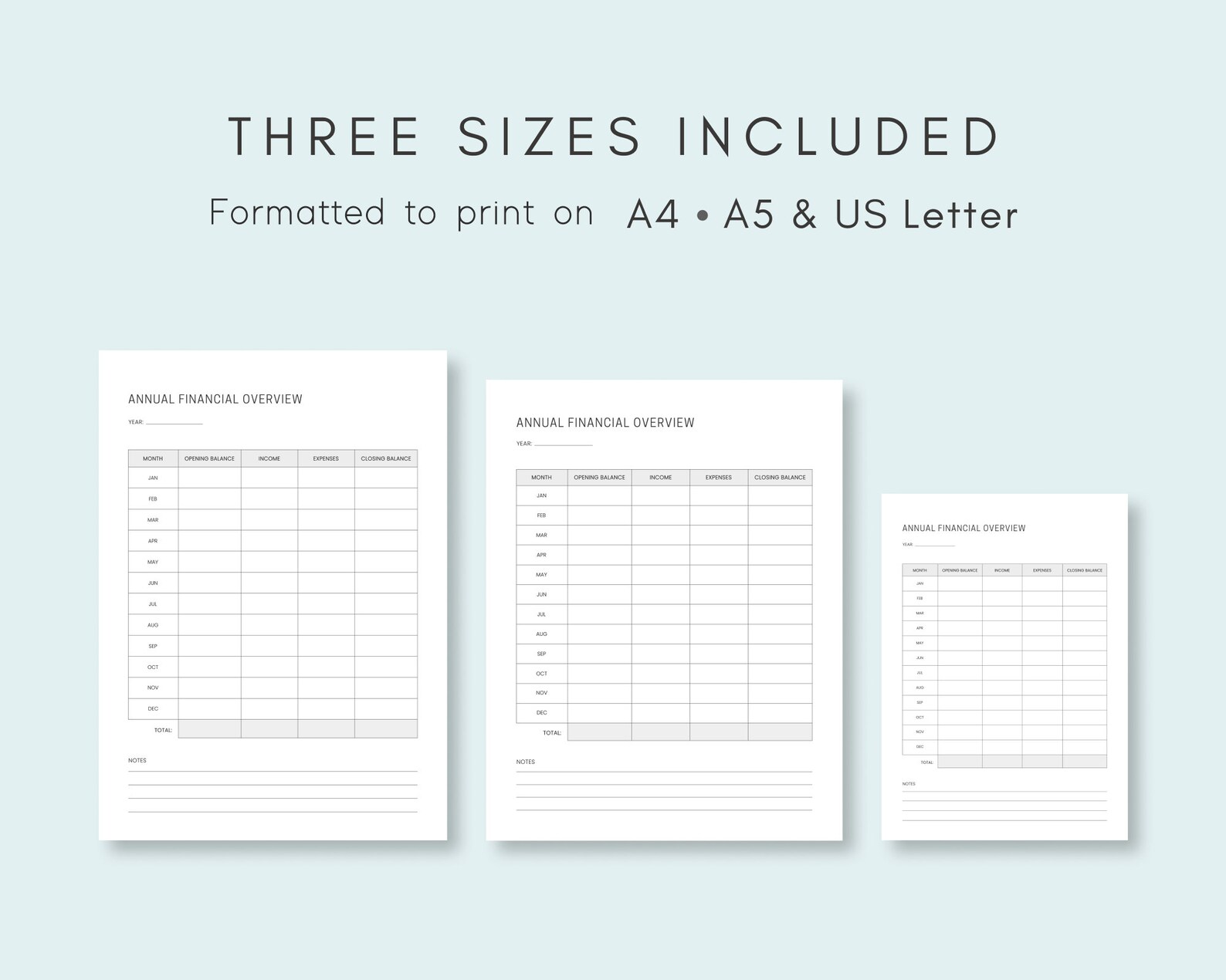 Yearly Financial Overview Printable | Annual Finance Organizer | Income ...