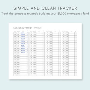 Emergency Fund Savings Tracker Printable | 1000 Rainy Day Fund ...