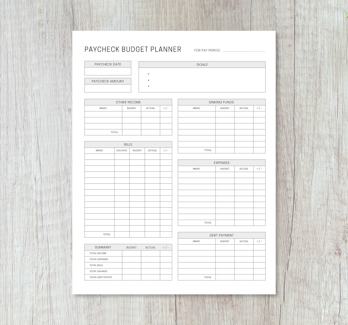 Paycheck Budget Planner Printable | Budget by Paycheck Worksheet ...