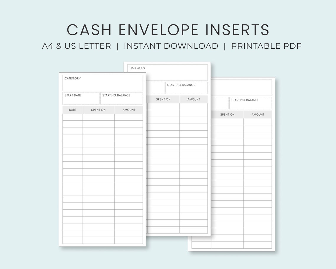 Cash Envelope Insert Printable for Budgeting Cash Envelope - Etsy