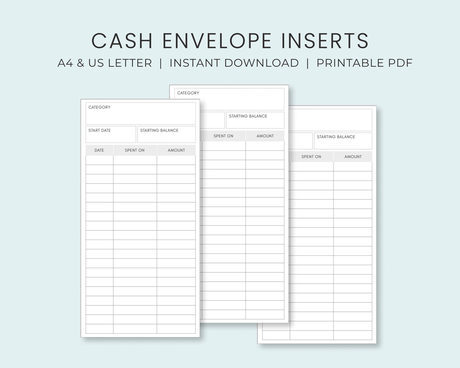 Cash Envelope Insert Printable for Budgeting | Cash Envelope System ...
