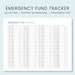 Emergency Fund Savings Tracker Printable | 1000 Rainy Day Fund ...