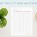 Investment Tracker Printable | Stock Portfolio Progress Log | Money ...