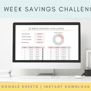 52 Week Savings Challenge Tracker | Savings Goal Tracker Spreadsheet ...