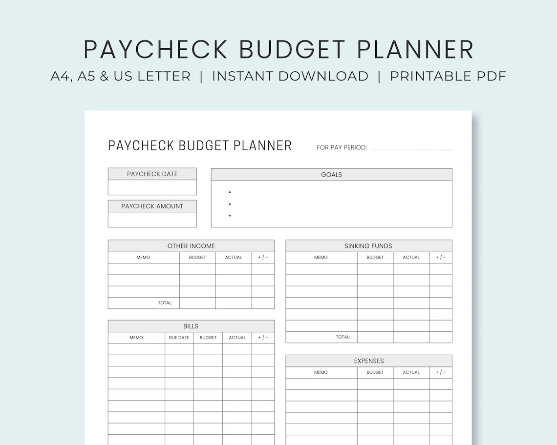 Paycheck Budget Planner Printable | Budget by Paycheck Worksheet ...