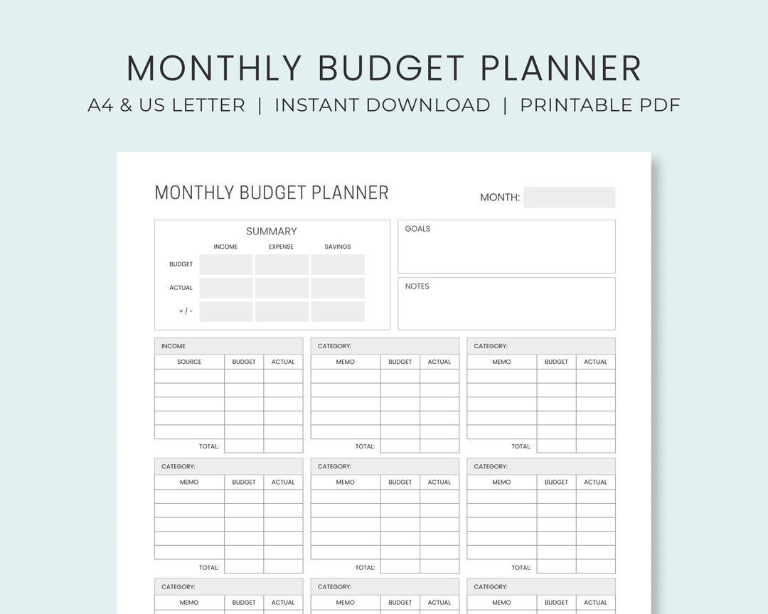 Monthly Budget Planner Printable | Monthly Financial Planning | Income ...