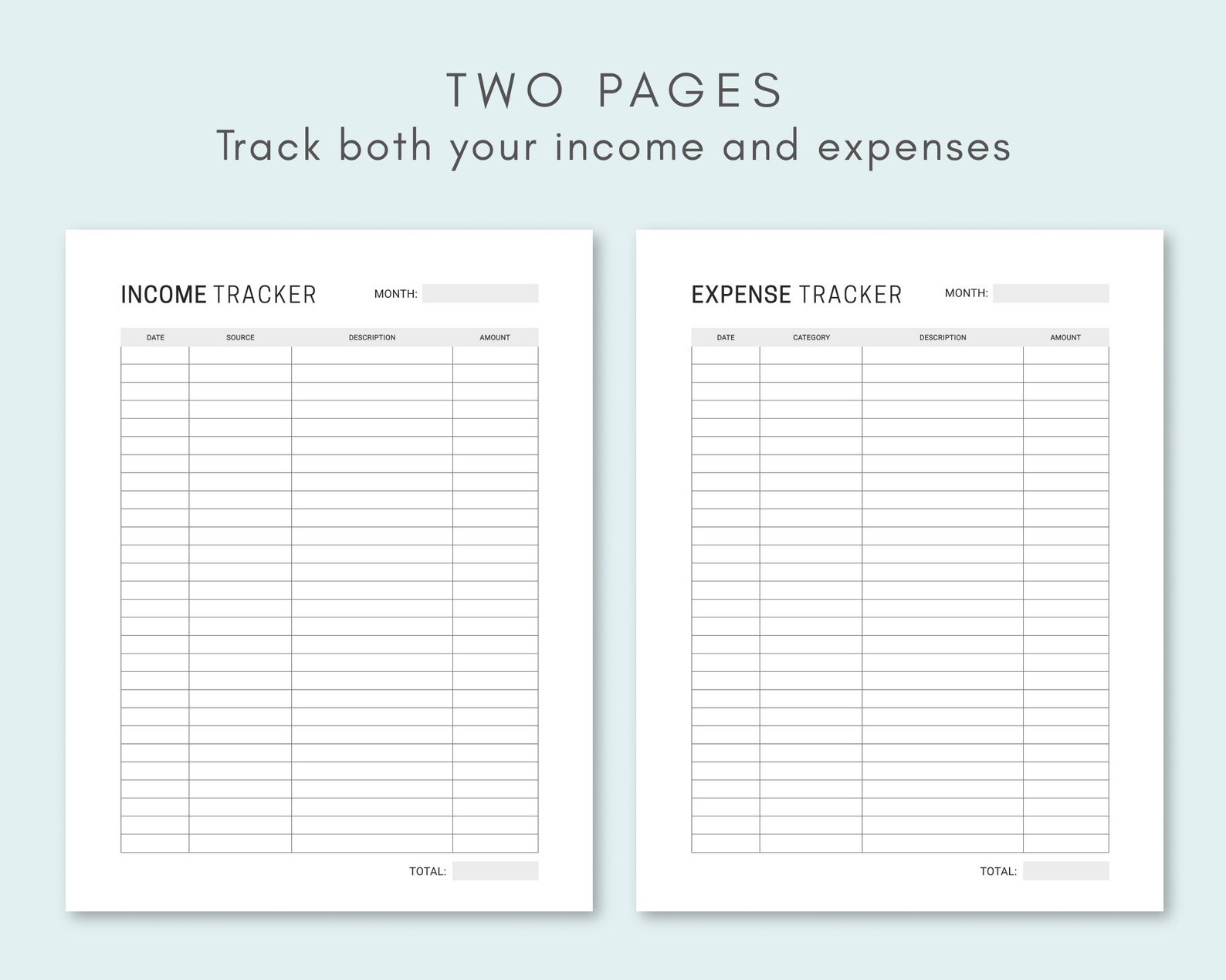 Income & Expense Tracker Printable | Money Tracker | Business Financial ...