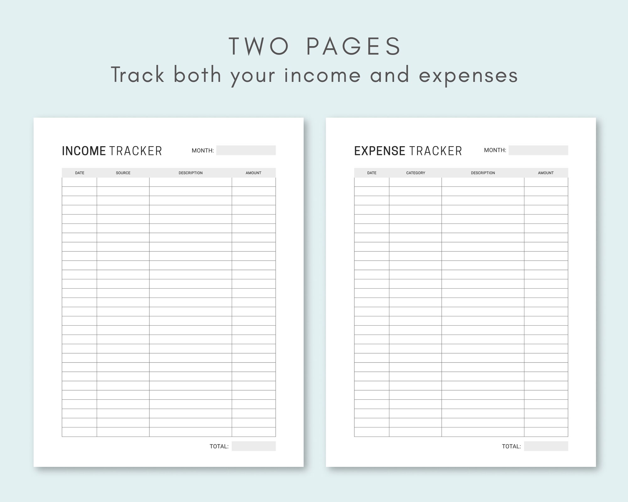 Income & Expense Tracker Printable | Money Tracker | Business Financial ...