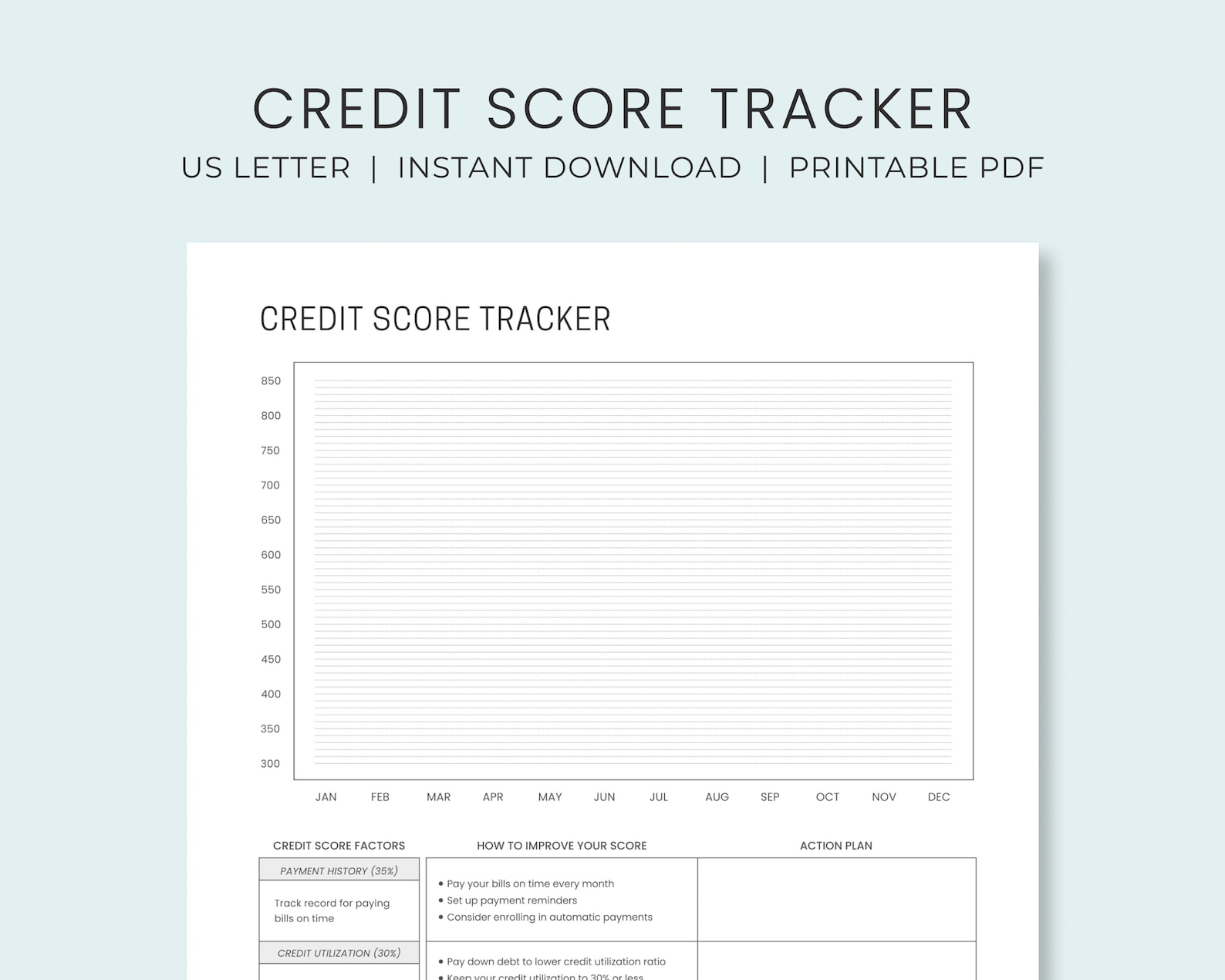 Credit Score Tracker Printable | Credit Point Increase Worksheet ...