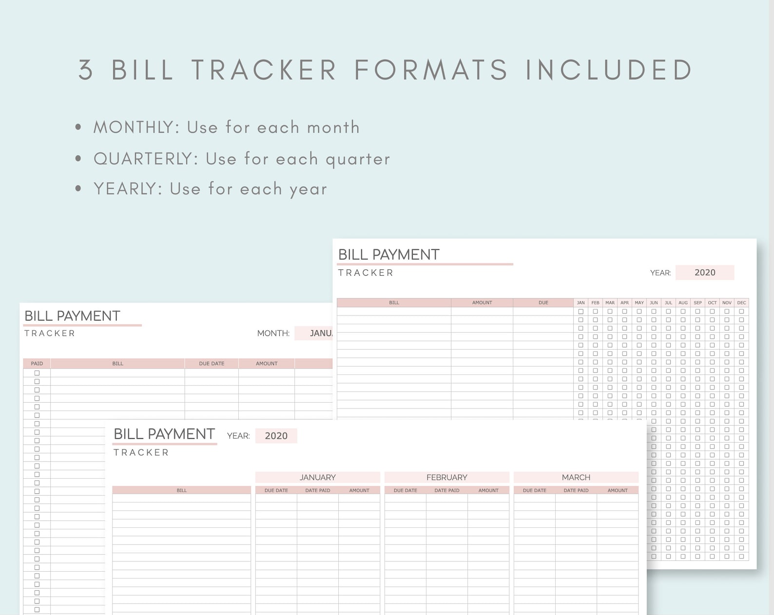 Bill Payment Tracker Spreadsheet Bill Pay Organizer Template - Etsy