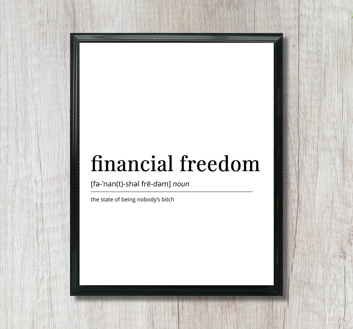 Financial Freedom Definition Wall Art Debt Payoff Printable Wall Decor ...