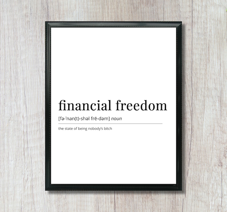 Financial Freedom Definition Wall Art Debt Payoff Printable Wall Decor ...