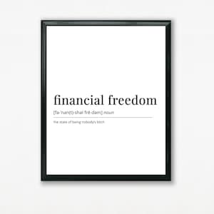 Financial Freedom Definition Wall Art | Debt Payoff Printable | Wall ...