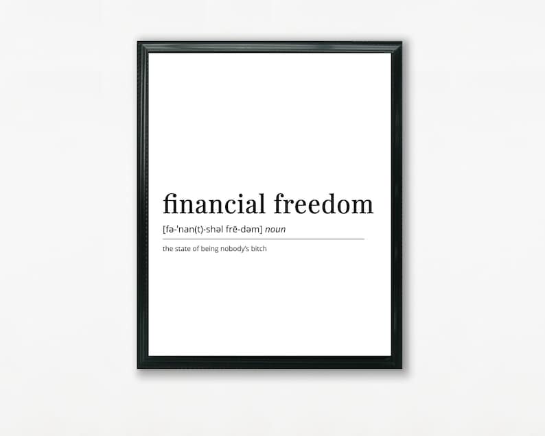 Financial Freedom Definition Wall Art Debt Payoff Printable Wall Decor ...
