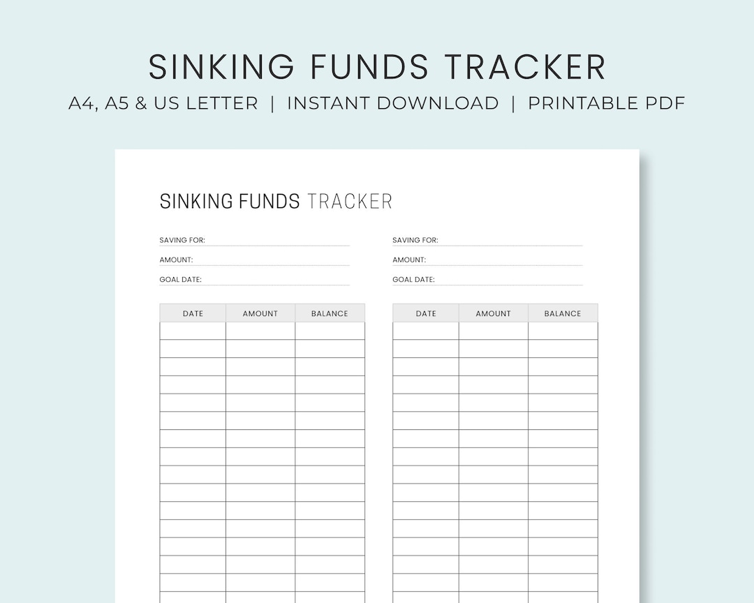 Sinking Funds Tracker Printable | Savings Tracker Worksheet | Sinking ...