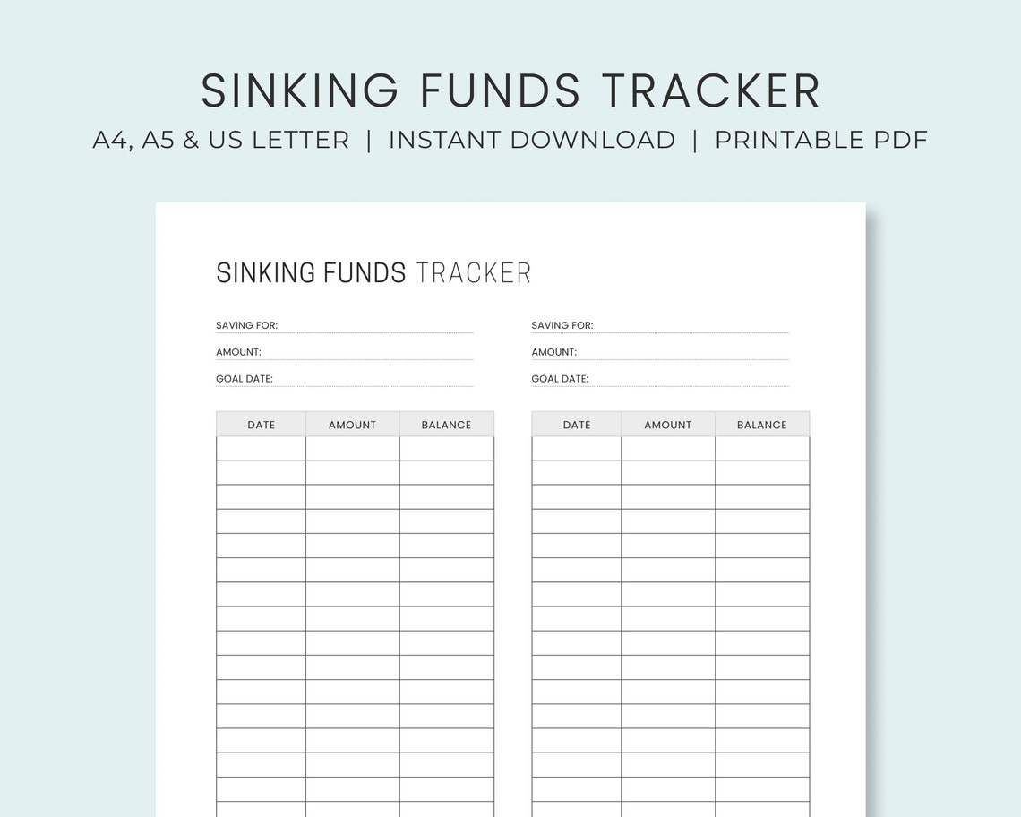 Sinking Funds Tracker Printable | Savings Tracker Worksheet | Sinking ...
