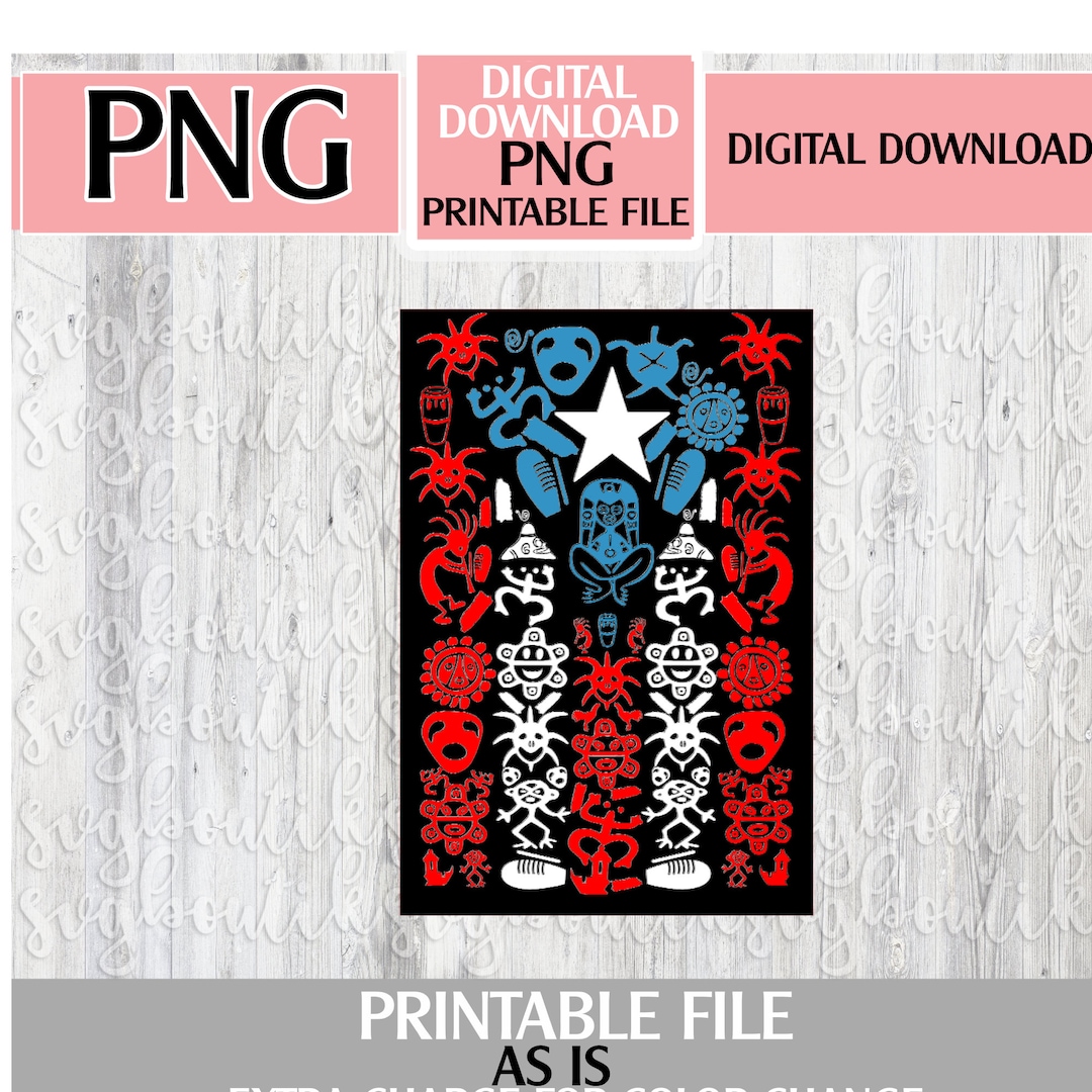 Bandera de Puerto Rico / Símbolos Taínos / Boricua - Etsy España