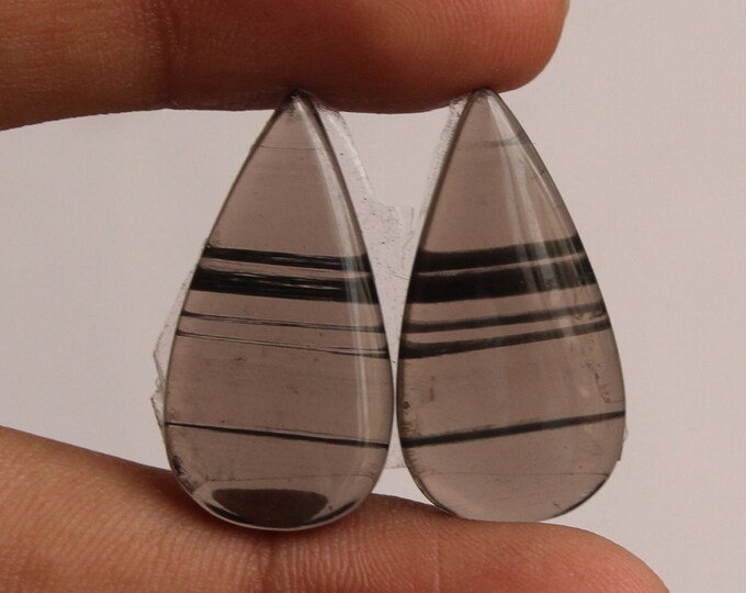 Midnight Obsidian - Pear Shape Matching Pair, Cabochon for Jewelry Uses ...