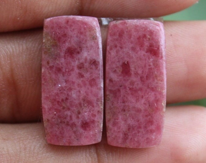 Rhodonite Gemstone- Rectangle Shape Matching Pair for Jewelry Making ...