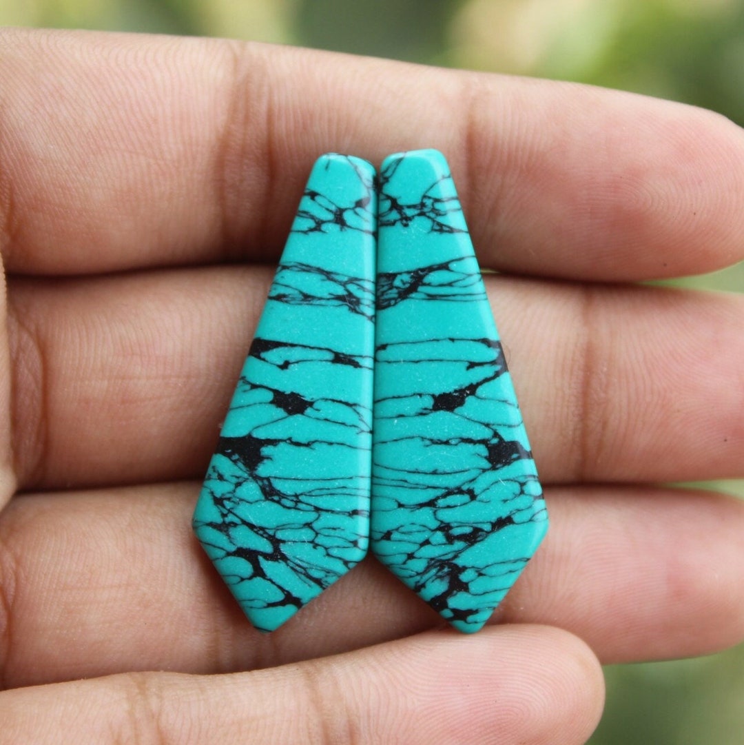 Manmade Stones Matching Pair for Jewelry Making,,, 40X14X3 MM Free ...