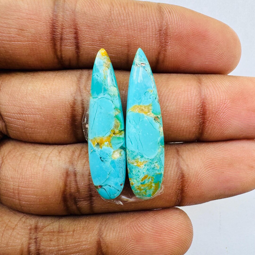 Turquoise Pear Shape Matching Pair for Jewelry Making,,, 32x8x4mm ...