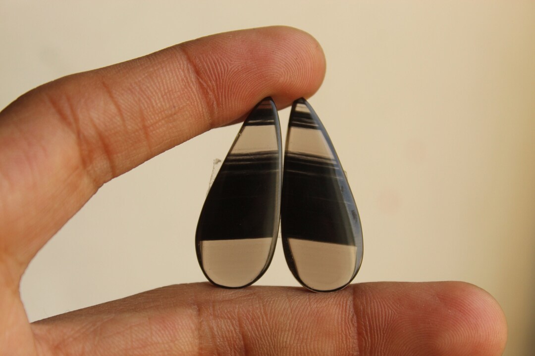 Midnight Obsidian - Pear Shape Matching Pair, Cabochon for Jewelry Uses ...