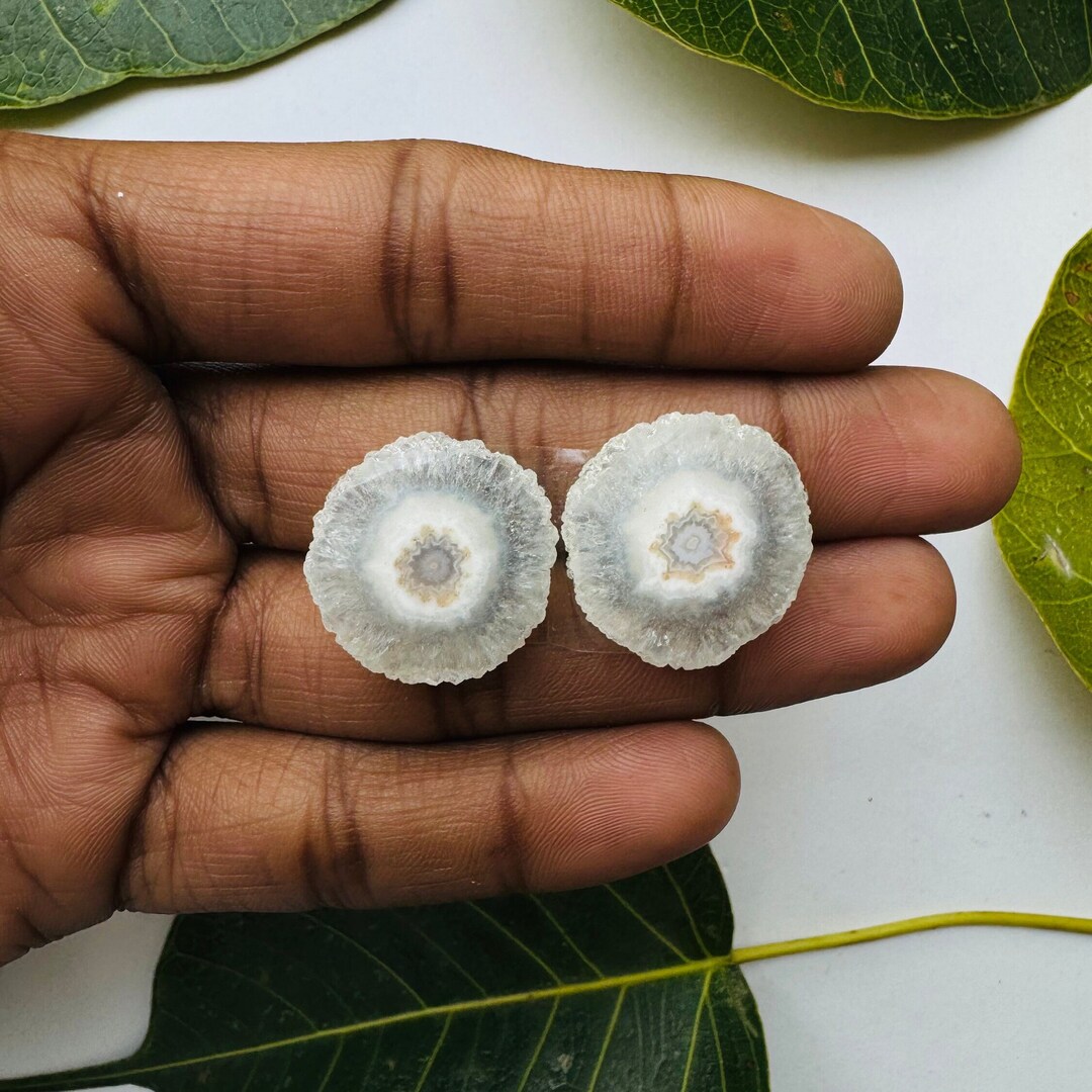 Solar Quartz Round Shape Matching Pair for Jewelry Making,,, 21X21X6 Mm ...