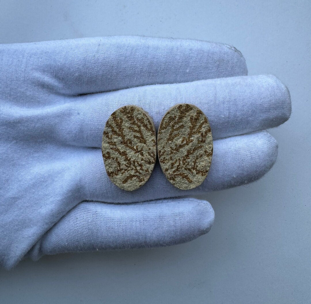 Psilomelane Dendrite Oval Shape Matching Pair for Jewelry Making ...