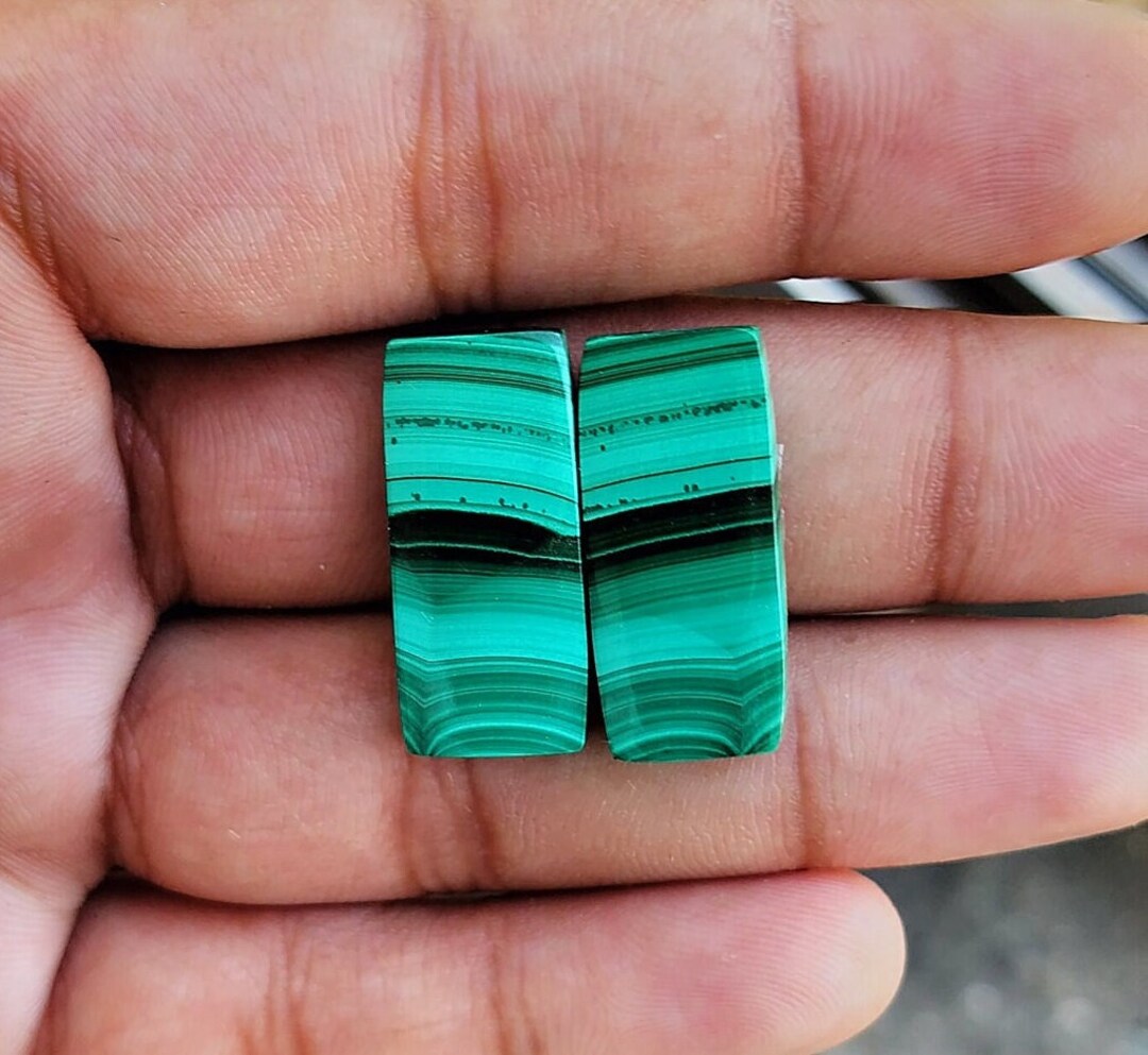 Malachite Gemstone Rectangle Shape Matching Pair for Jewelry Making ...