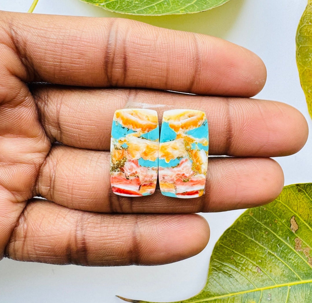 Oyster Copper Turquoise Rectangle Shape Matching Pair for Jewelry ...