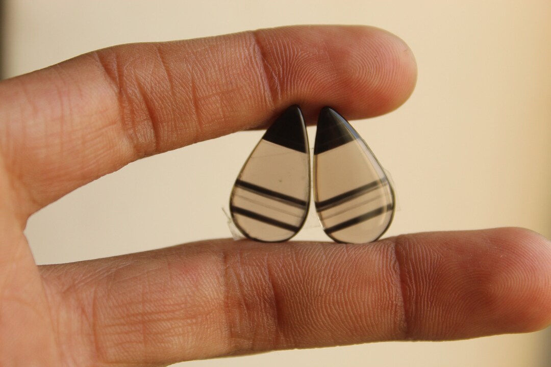 Midnight Obsidian - Pear Shape Matching Pair, Cabochon for Jewelry Uses ...