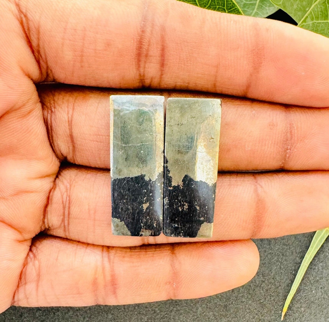 Apache Gold Gemstone Rectangle Shape Matching Pair for Jewelry Making ...